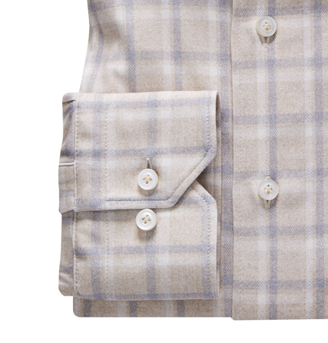 Modern Fit Light Beige Check Shirt - Benjamin's Menswear