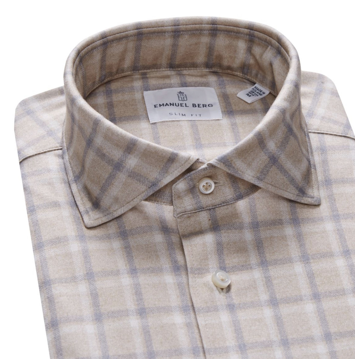 Modern Fit Light Beige Check Shirt - Benjamin's Menswear