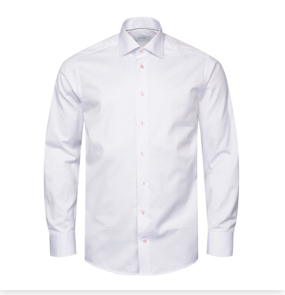 Slim Fit Pink Micro Check Pattern Shirt - Benjamin's Menswear