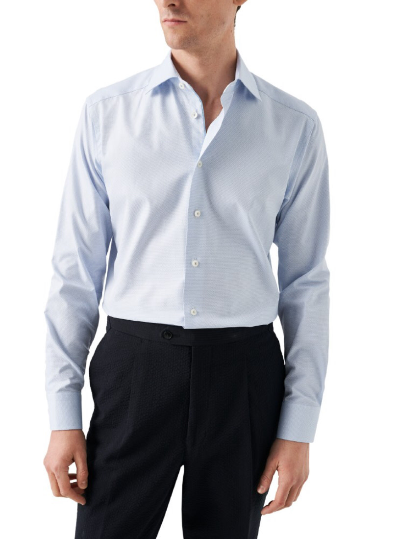 Modern Fit Light Blue Textured Shirt - Benjamin's Menswear