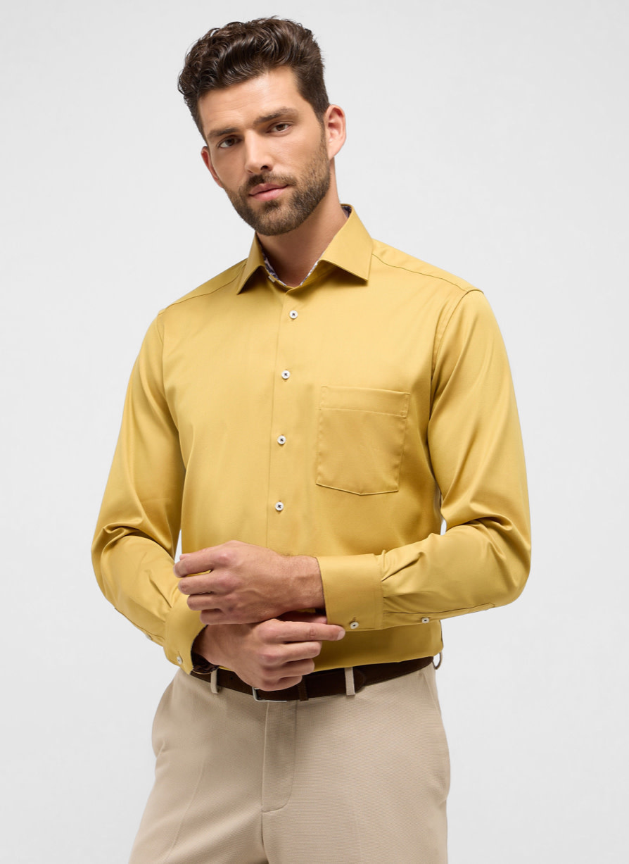 Modern Fit Mustard W/Trim Dress Shirt - Benjamin's Menswear