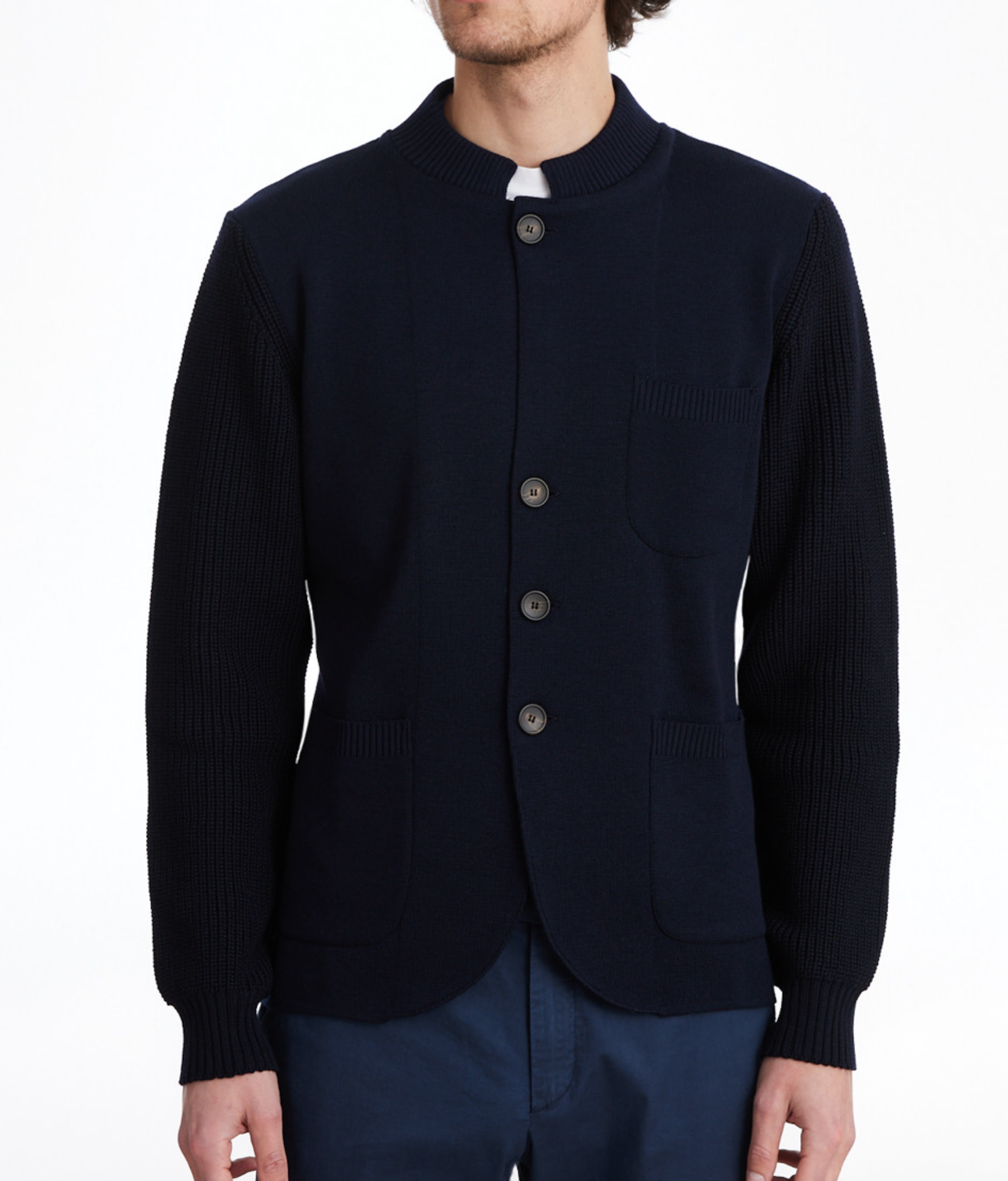 Navy Swacket Cardigan - Benjamin's Menswear