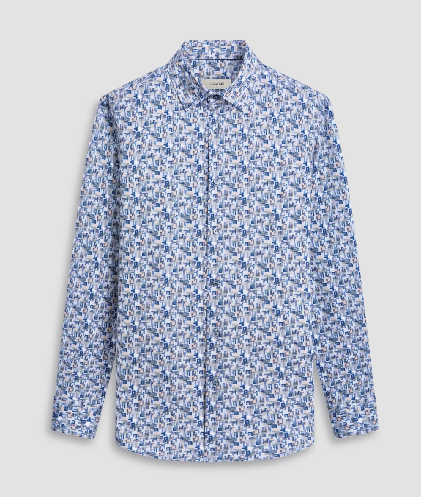 Modern Fit Dusty Blue Pattern Shirt - Benjamin's Menswear