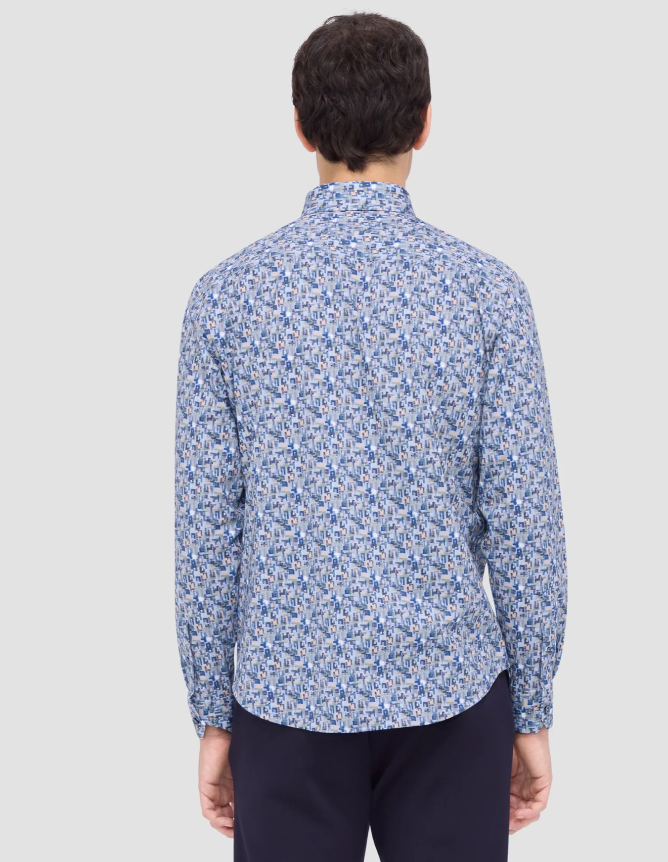 Modern Fit Dusty Blue Pattern Shirt - Benjamin's Menswear