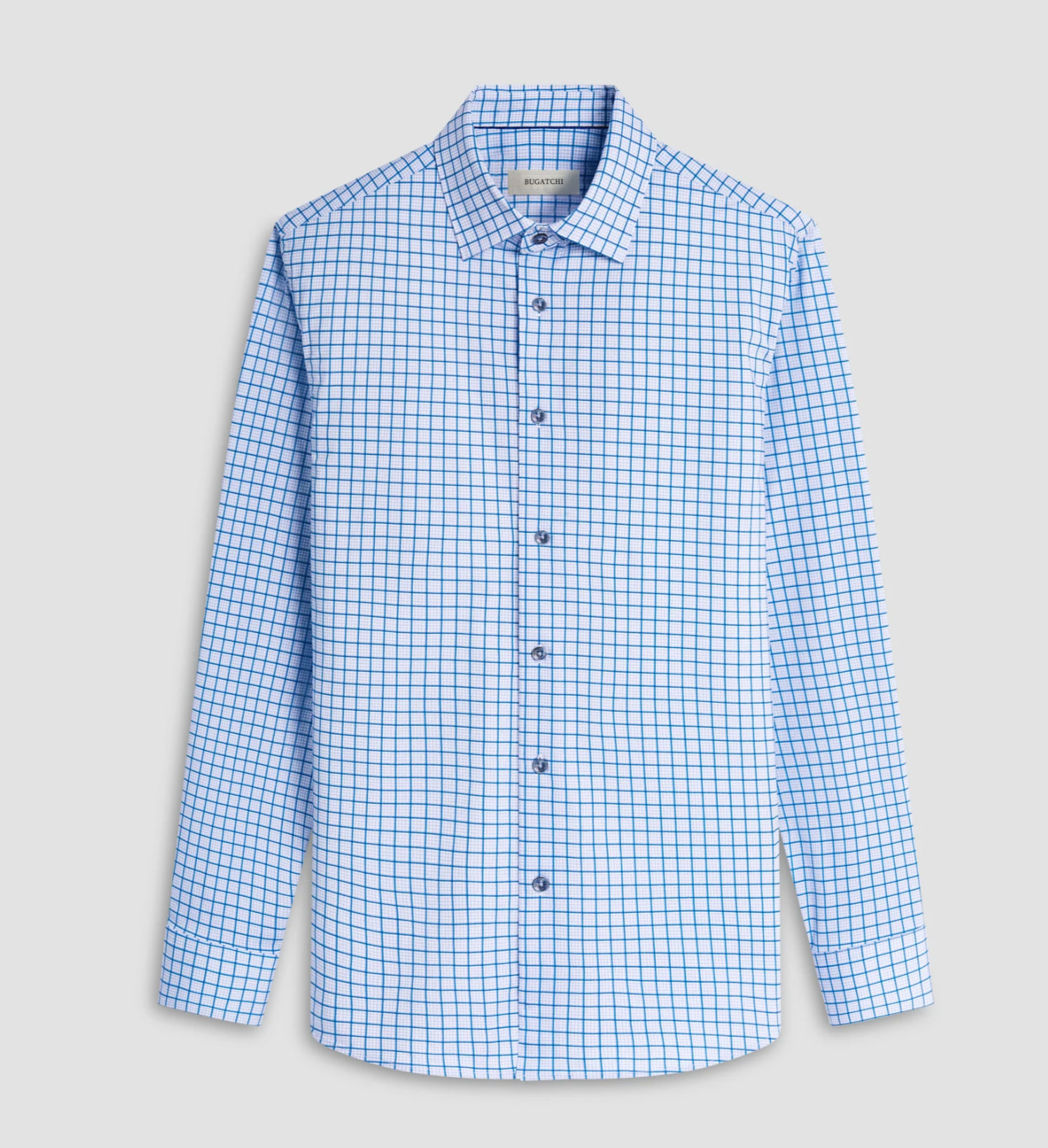 Modern Fit Air Blue Windowpane Shirt - Benjamin's Menswear