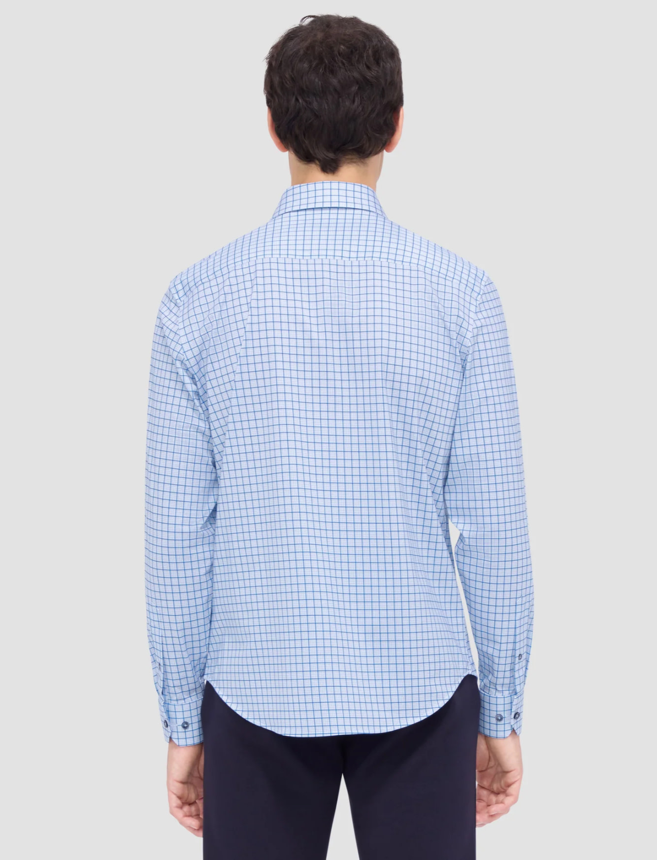 Modern Fit Air Blue Windowpane Shirt - Benjamin's Menswear