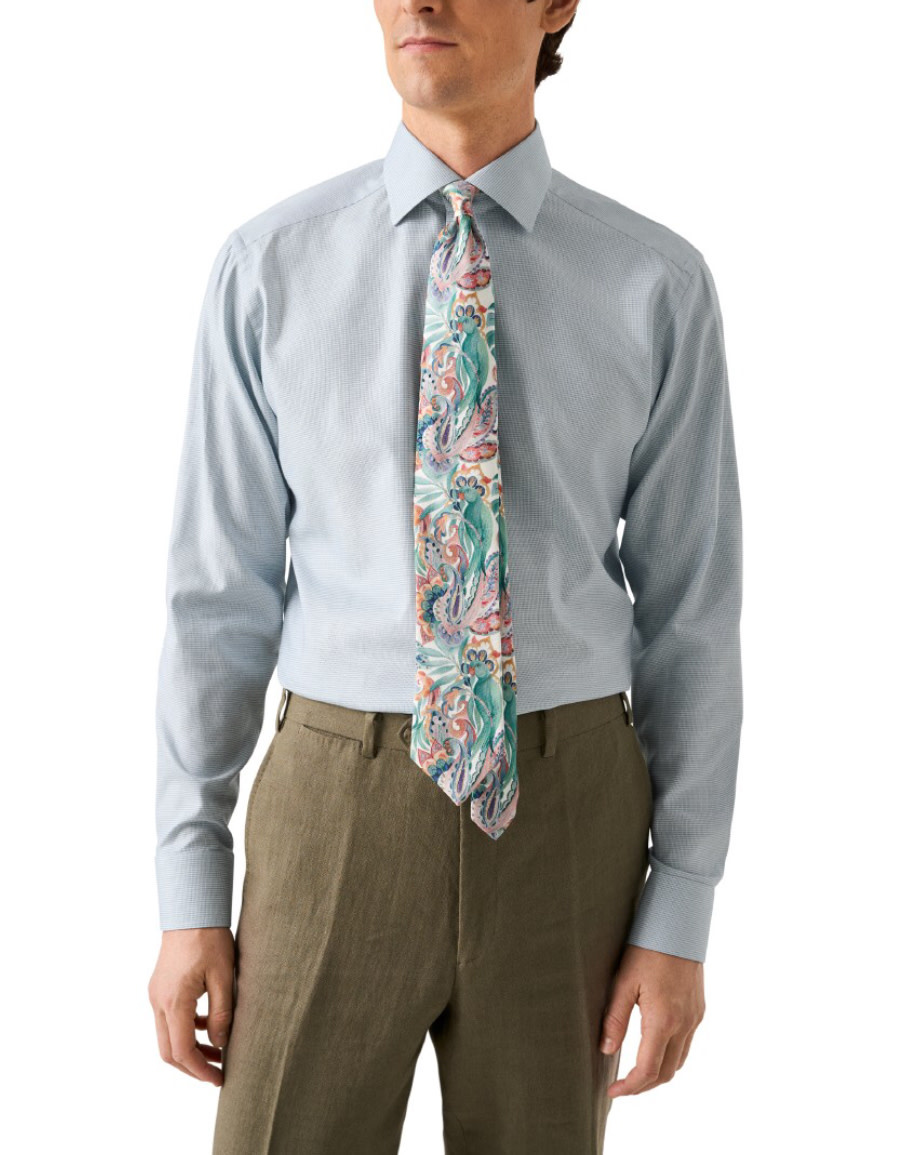 Modern Fit Green Dobby Shirt - Benjamin's Menswear