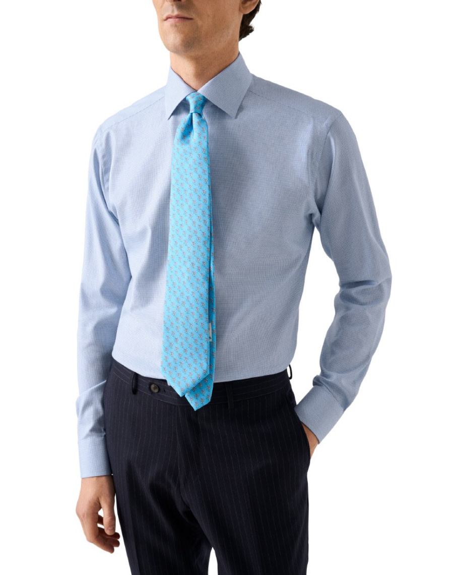 Modern Fit Blue Dobby Shirt - Benjamin's Menswear