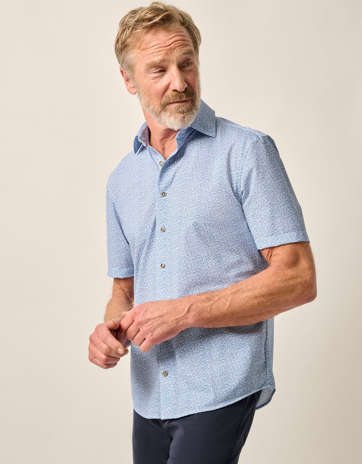 Classic Fit Blue Waylan Shirt - Benjamin's Menswear