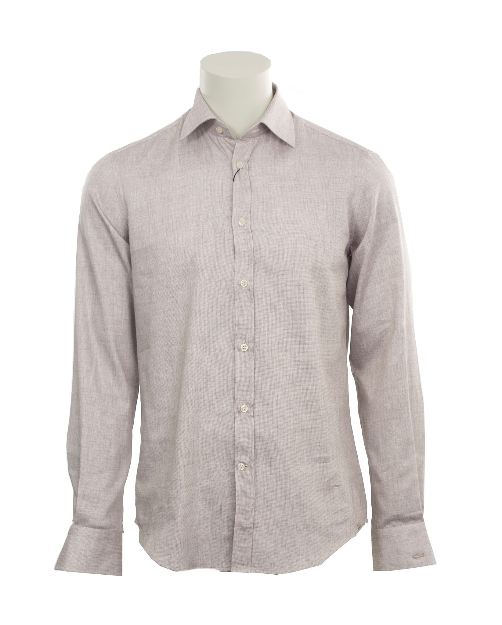 Modern Fit Beige Neat Pattern Shirt - Benjamin's Menswear
