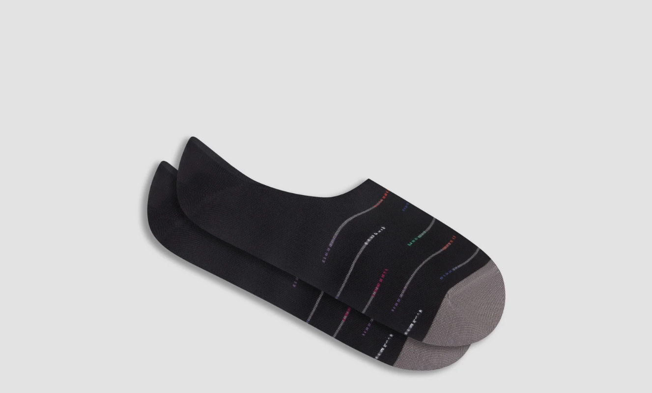 Black Dash Striped Invisible Socks - Benjamin's Menswear