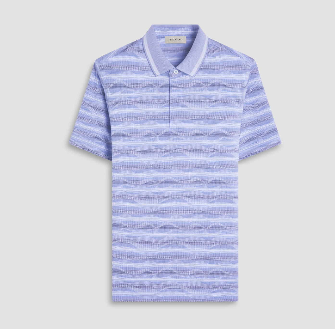 Blue Grey Striped Polo - Benjamin's Menswear