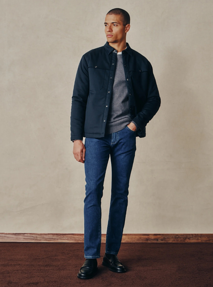 Navy Derrek Lined Overshirt - Benjamin's Menswear