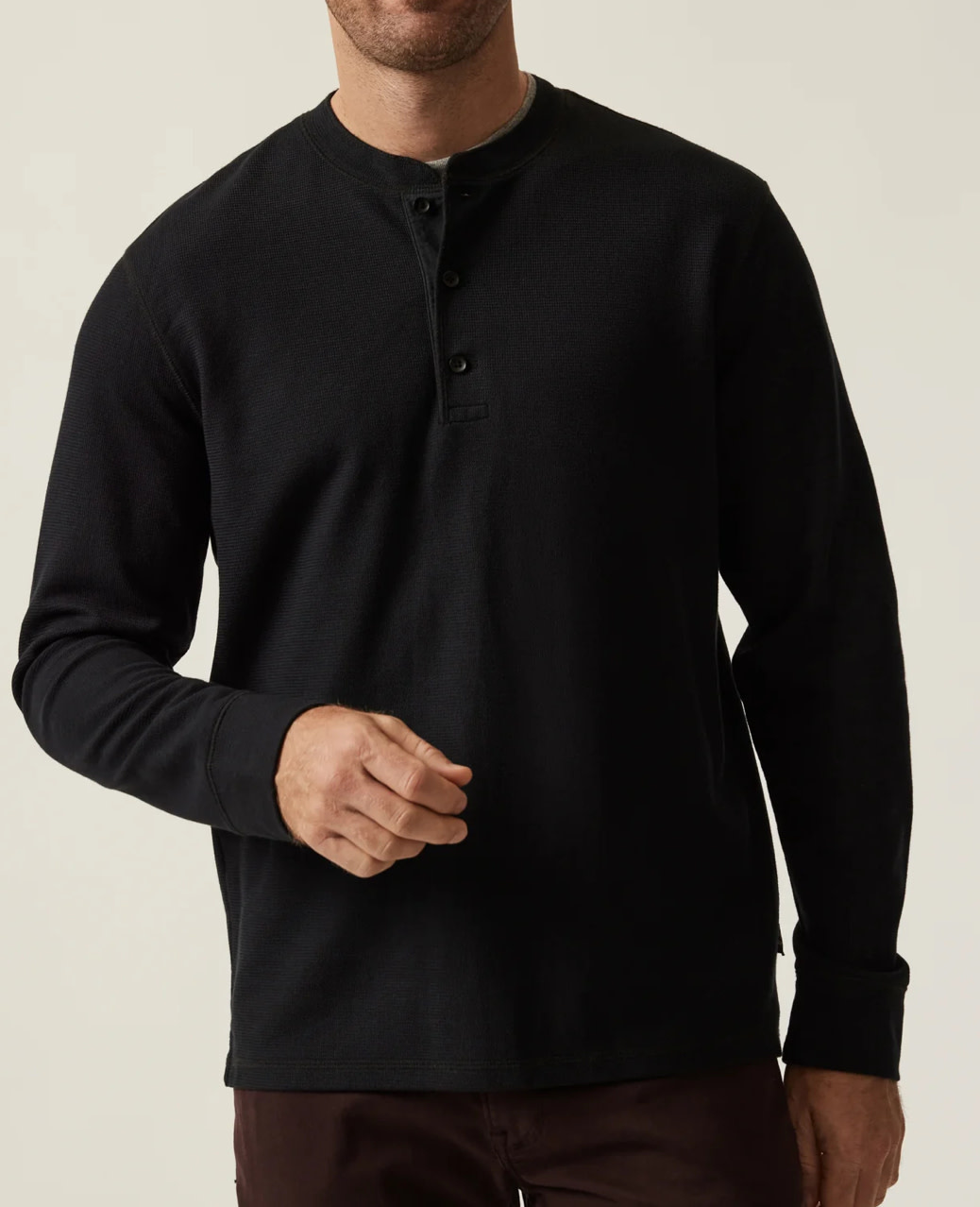 Black 3 Button Henley - Benjamin's Menswear