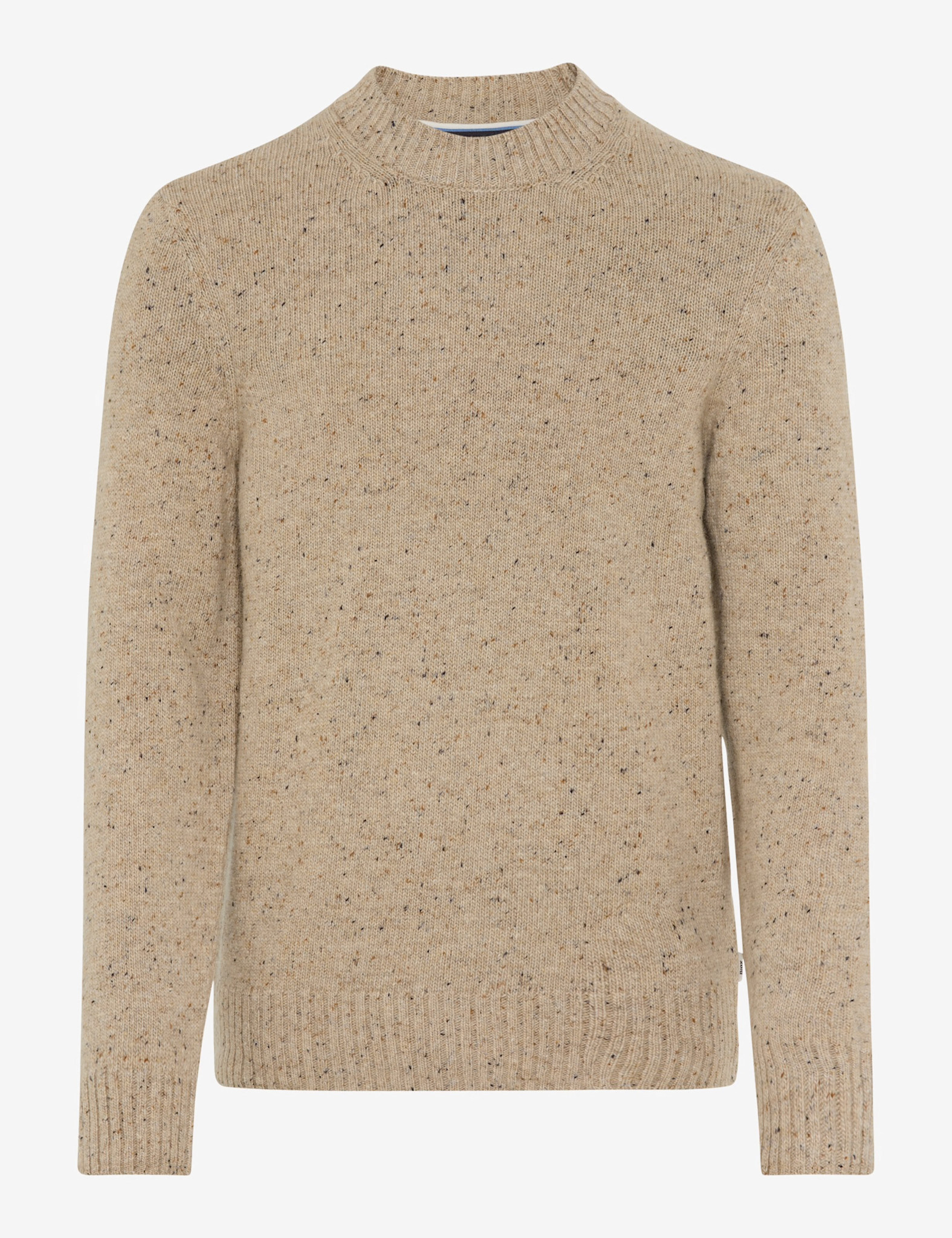 Modern Fit Tan Tweed Sweater - Benjamin's Menswear