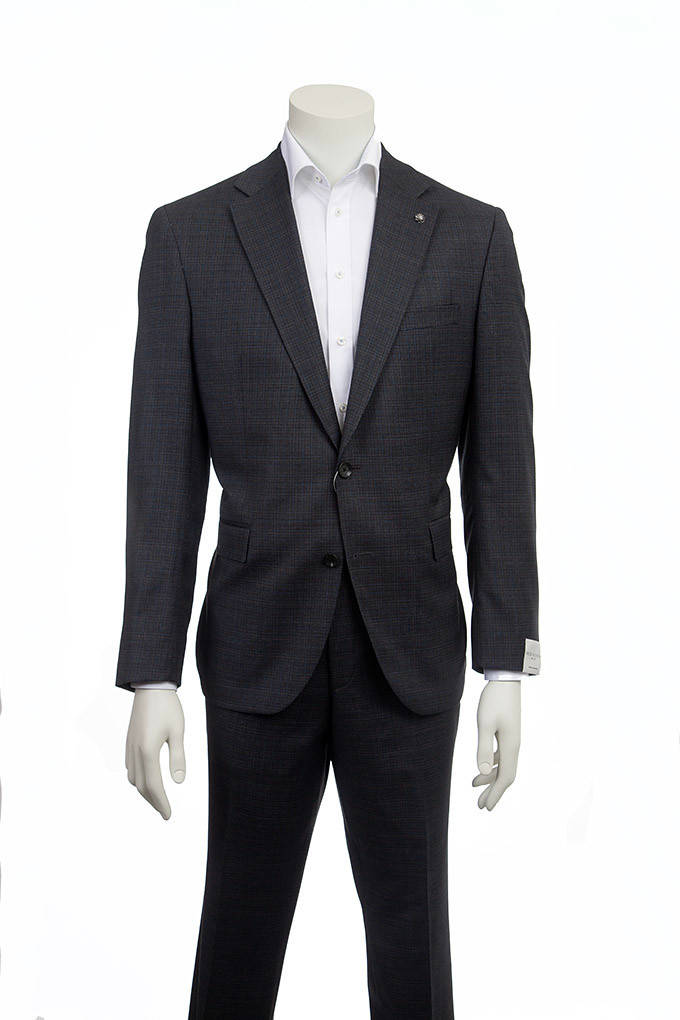 Modern Fit Grey Blue Check Suit - Benjamin's Menswear