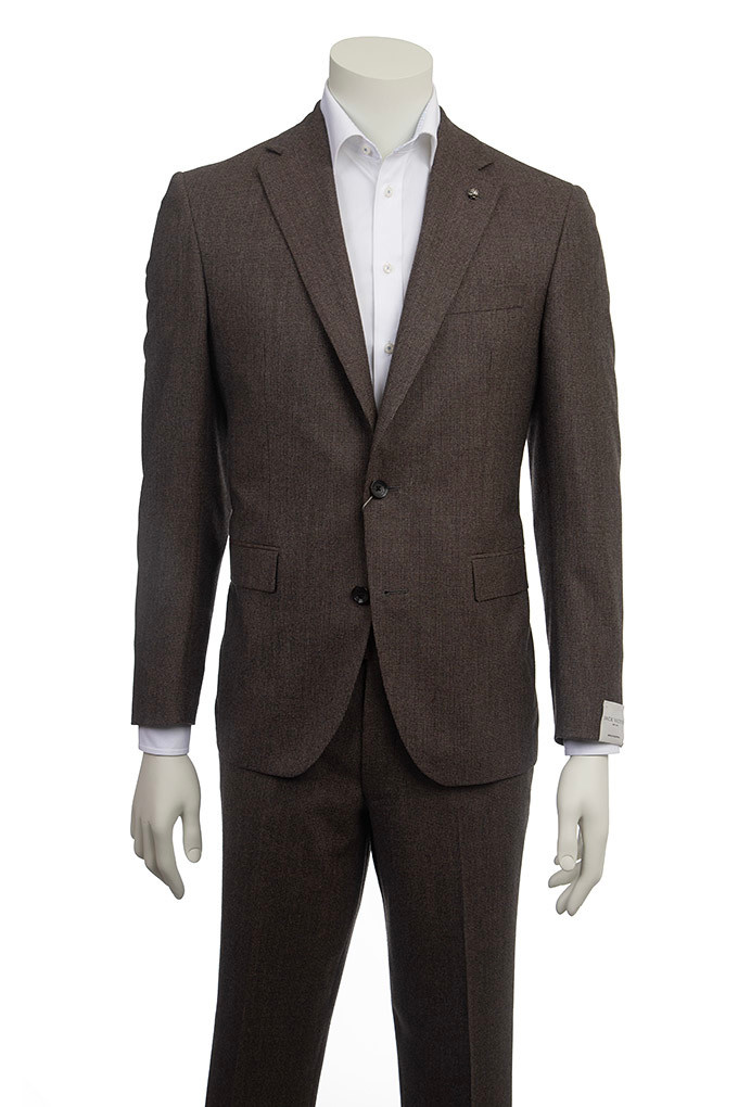 JACK VICTOR Modern Fit Mid Brown Houndstooth Suit - Benjamin's Menswear
