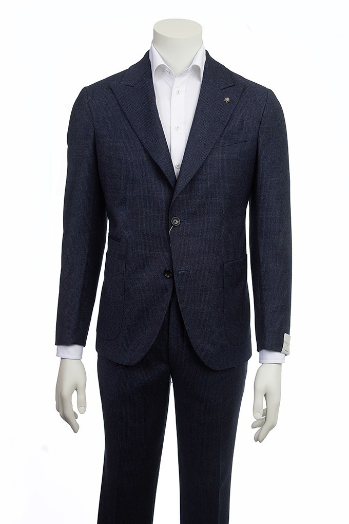 Slim Fit Navy Basket Weave Suit - Benjamin's Menswear