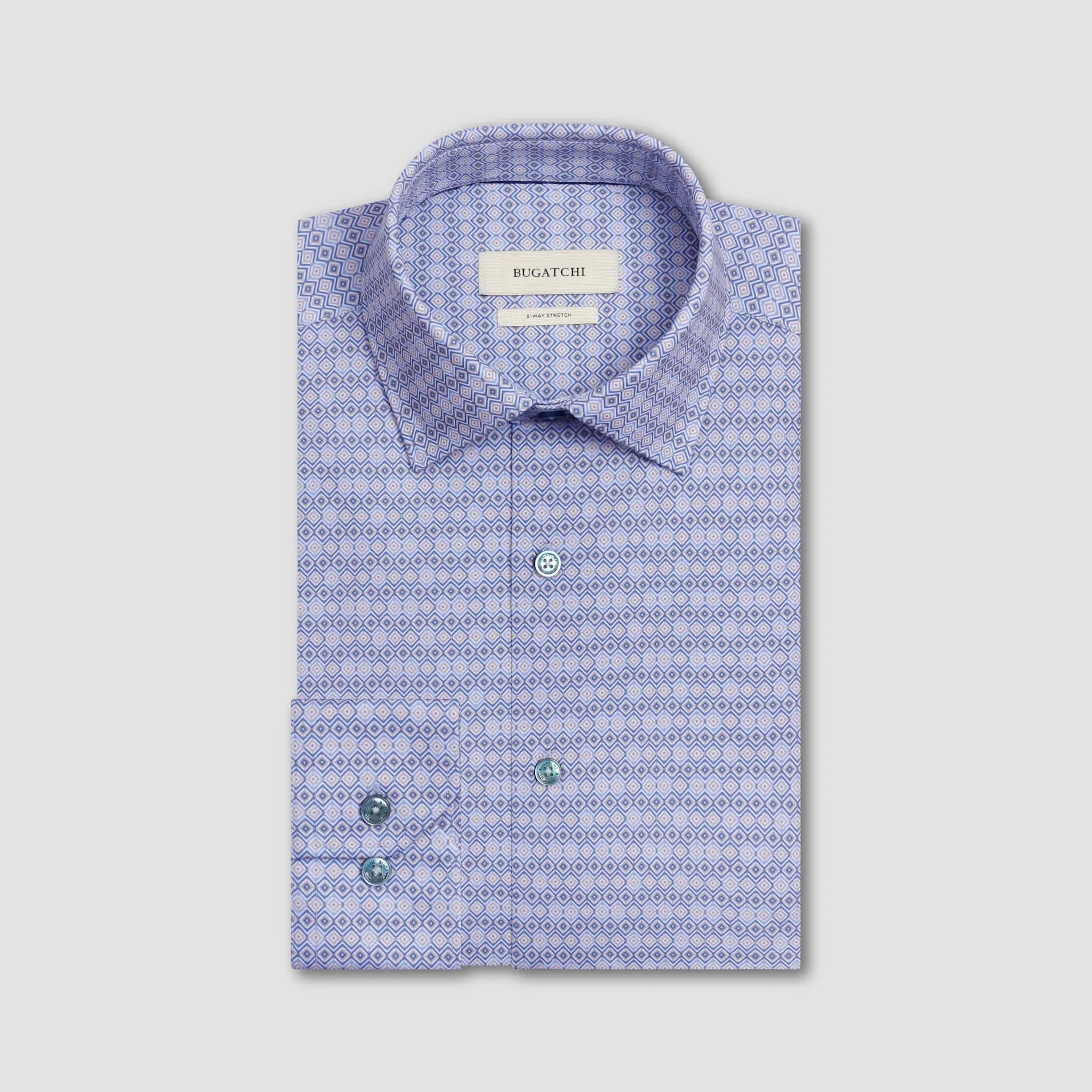 Modern Fit Air Blue Diamond Pattern Shirt - Benjamin's Menswear