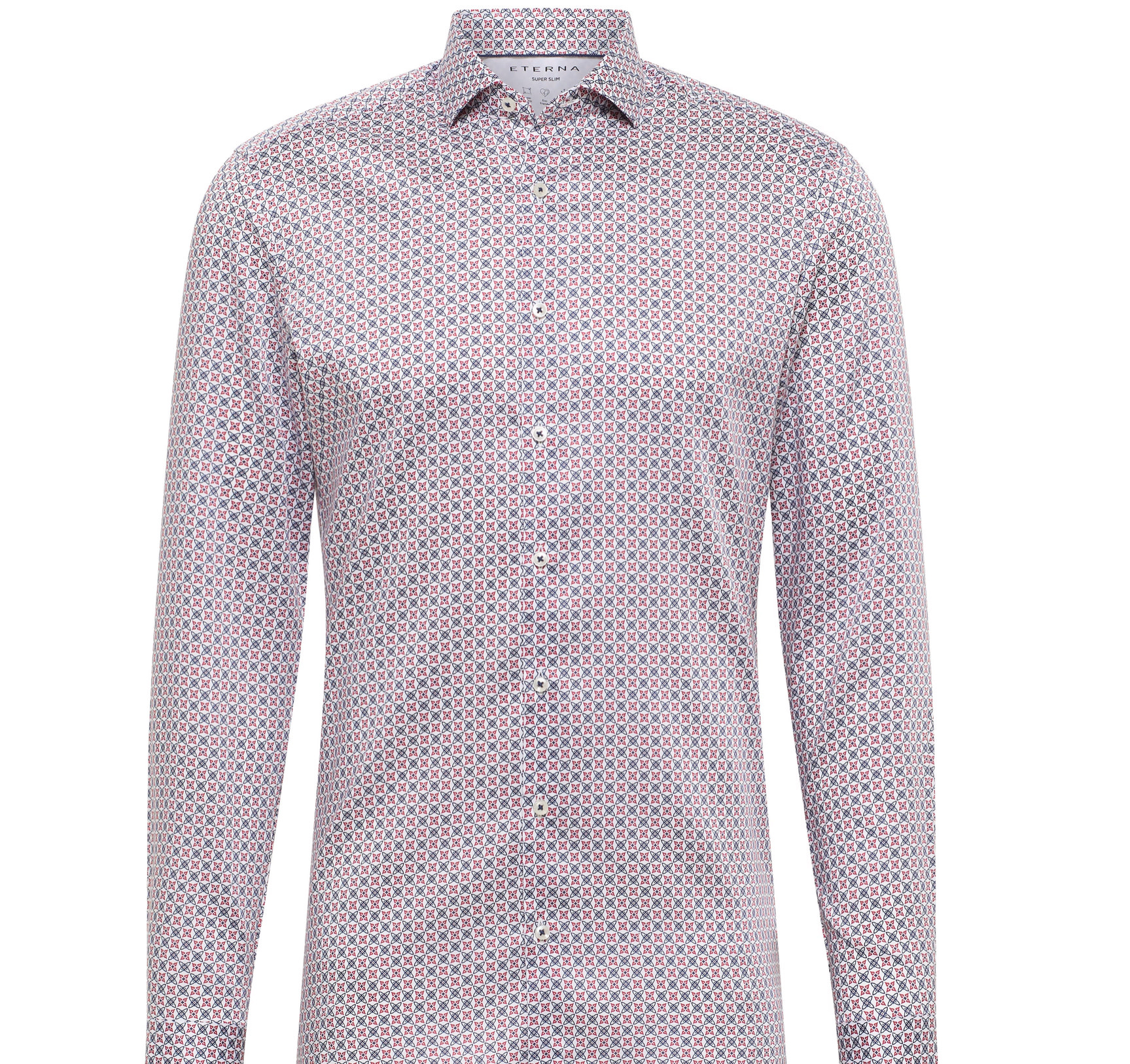 Slim Fit Red Navy Print Shirt - Benjamin's Menswear