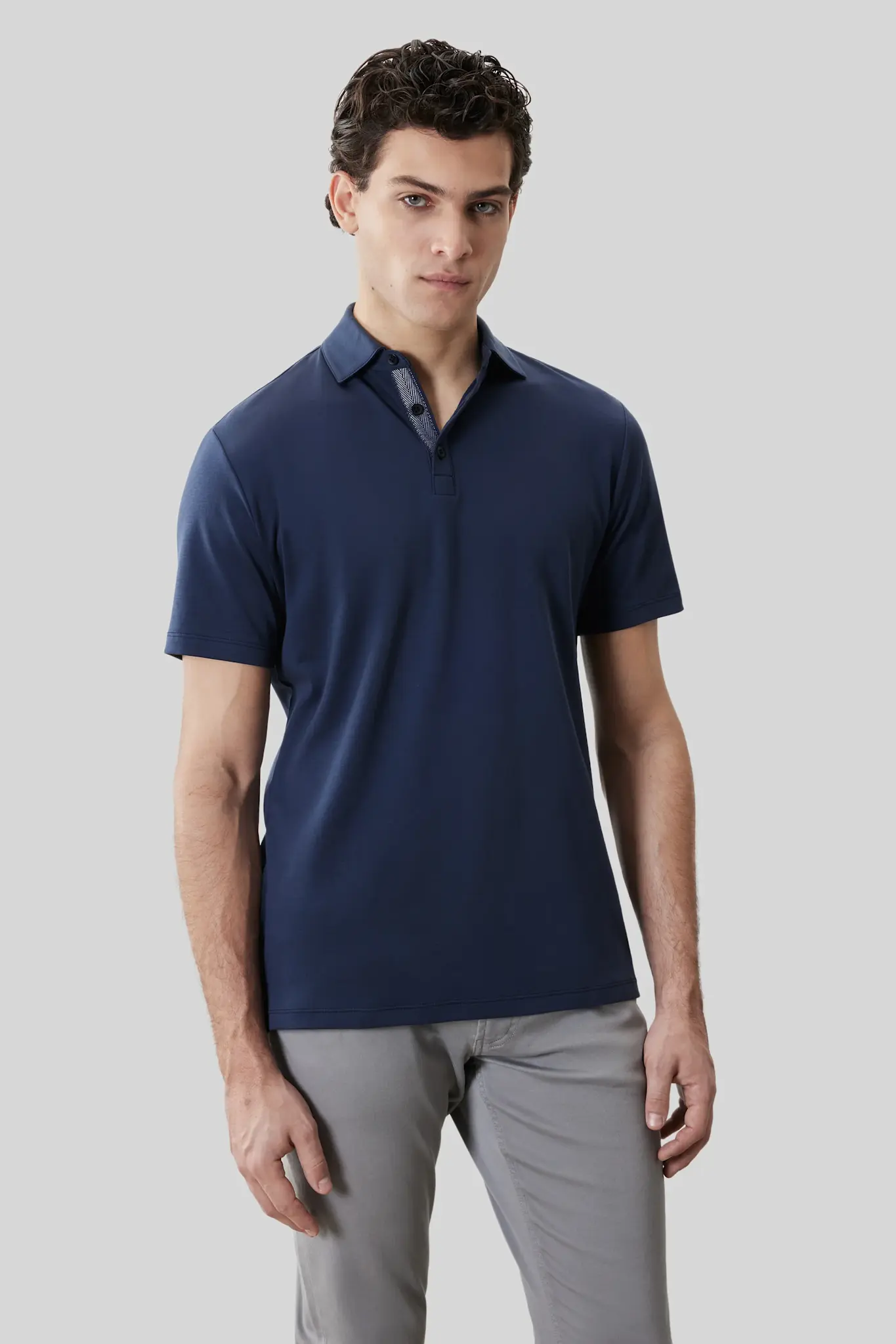 Blue Night Georgia Herringbone Polo - Benjamin's Menswear