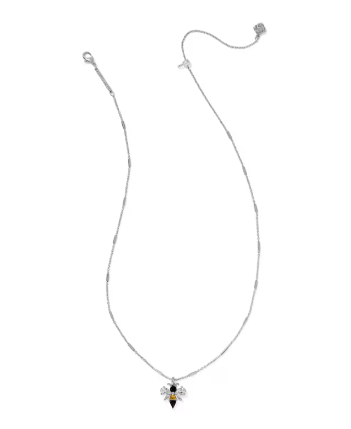 Bee Short Pendant Necklace Rhod Black Yellow Mix - Southbank Gift Company