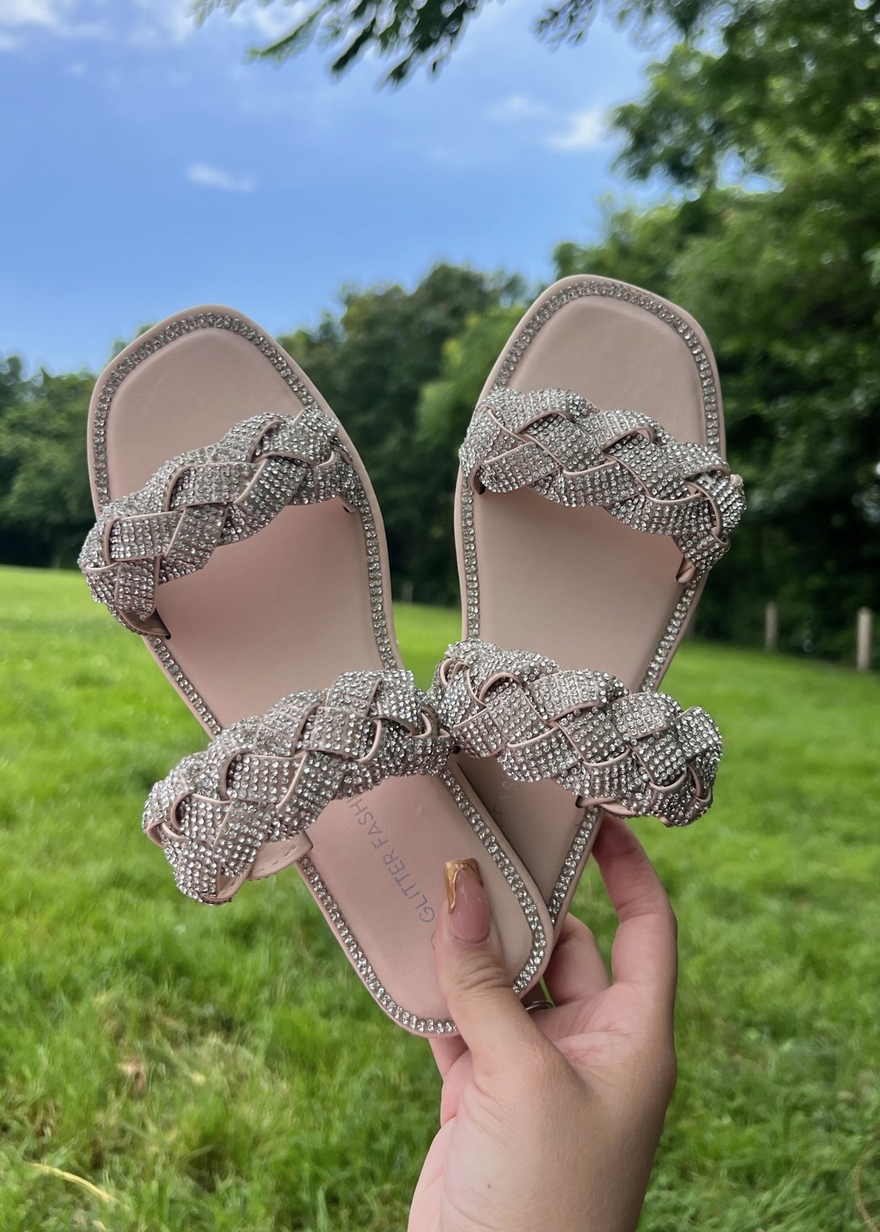 Jasmine Flat Sandal - Beige - GLITTER FASHION