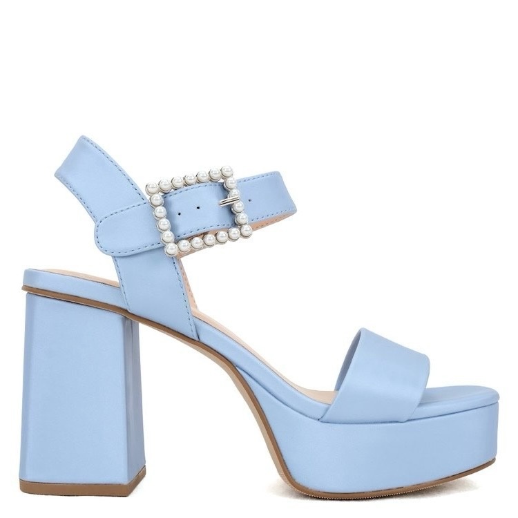 Macey Casual Heels - Light Blue - GLITTER FASHION