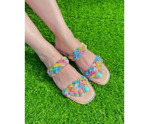 Jasmine Flat Sandals - Rainbow - GLITTER FASHION