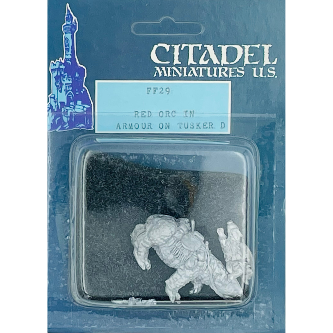 RED ORC IN PLATEMAIL ON GIANT TUSKER - Games of Berkeley