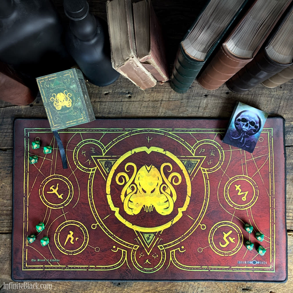 PREMIUM PLAYMAT - THE BRAND OF CTHULHU ELDRITCH RED - Games of Berkeley