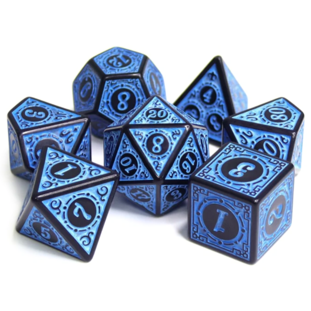DICE SET 7 MAGIC FLAME BLUE RPG DICE SET - Games of Berkeley