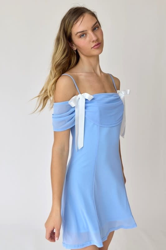 Little Little Blue Bow Dress - Cousin Couture