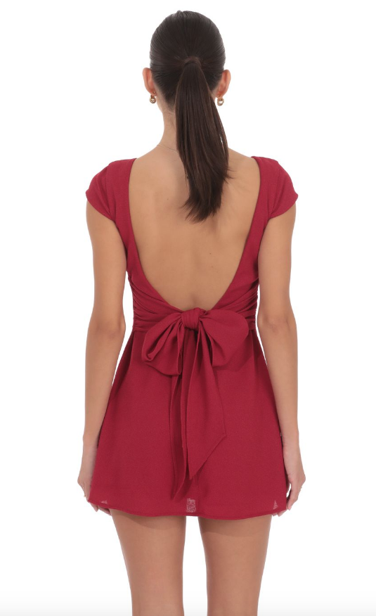 Red Bow Back Party Dress - Cousin Couture