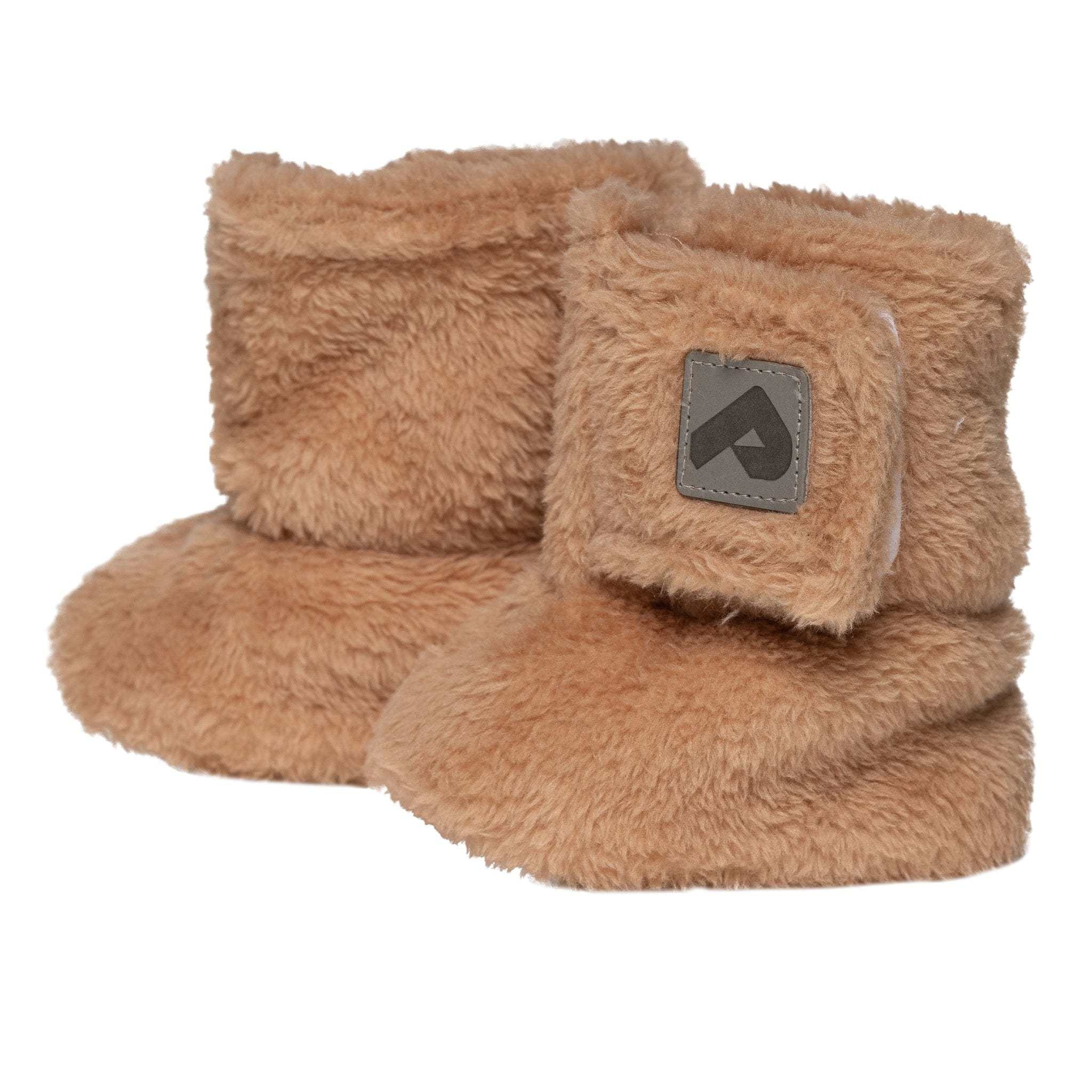 Rust Plush Booties - Hello Baby
