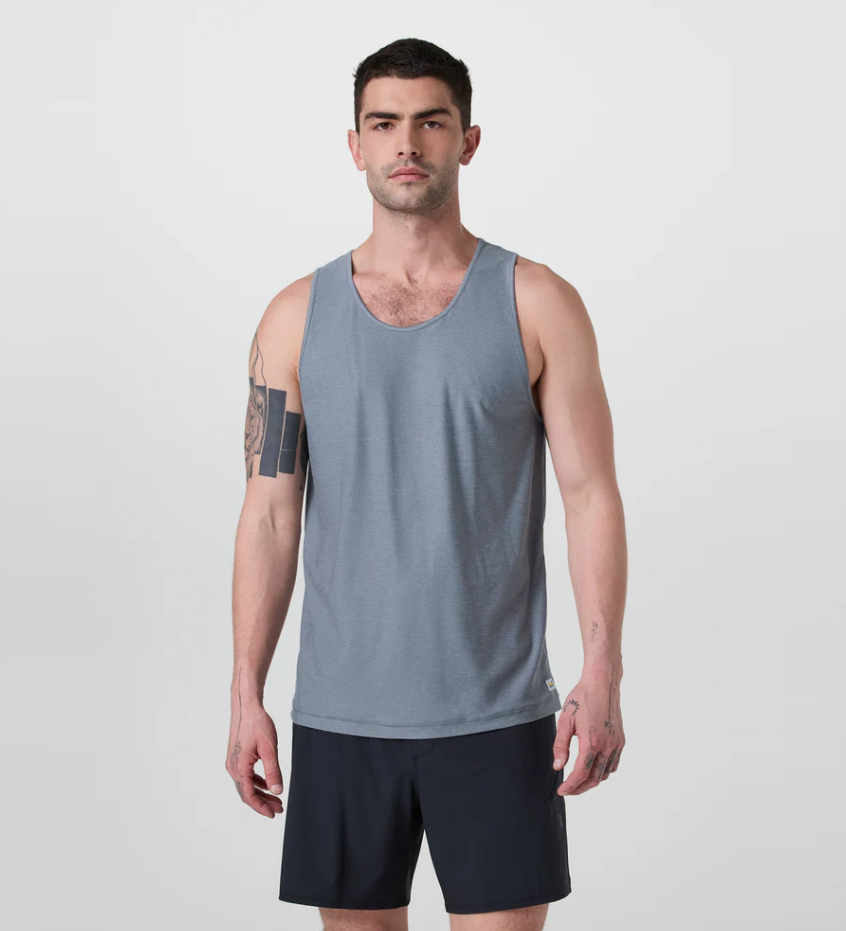 Men's Strato Tech Tank - Dusty Blue Heather - Running Works