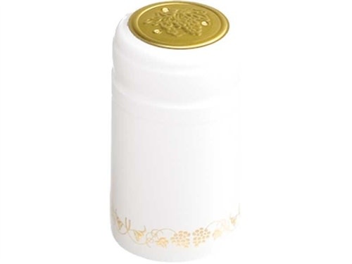 PVC Capsules (30 count) - White with Gold Grapes - Wine Kit Warehouse, LLC