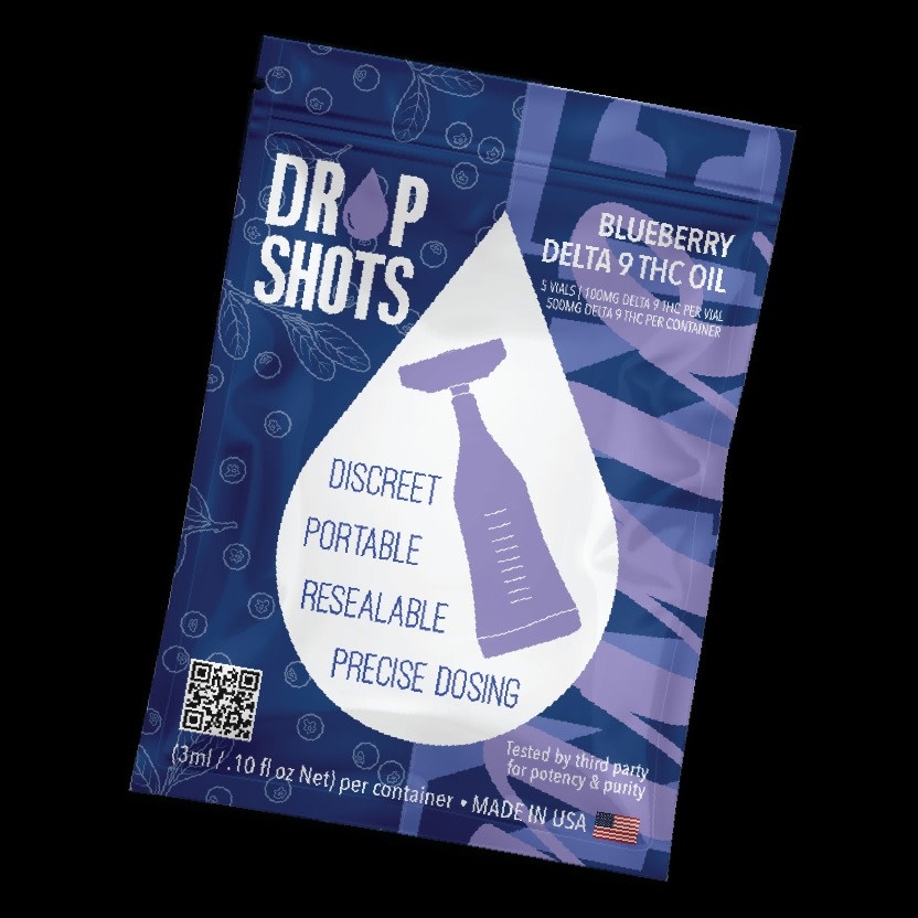 Drop Shots 100mg Delta 9 THC Oil Blueberry Single Vial Health4Nola ...