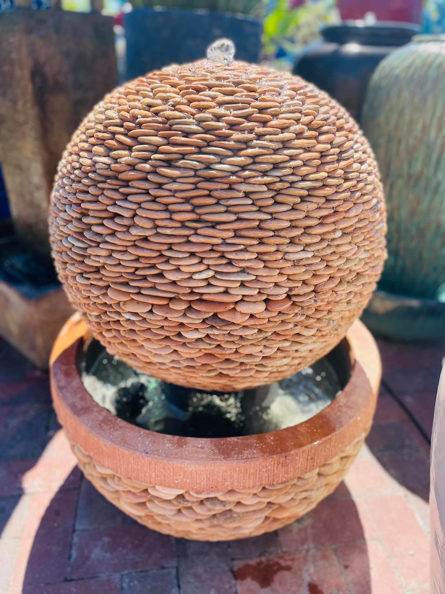 Pebble Sphere Fountain Rose - PotteryScapes