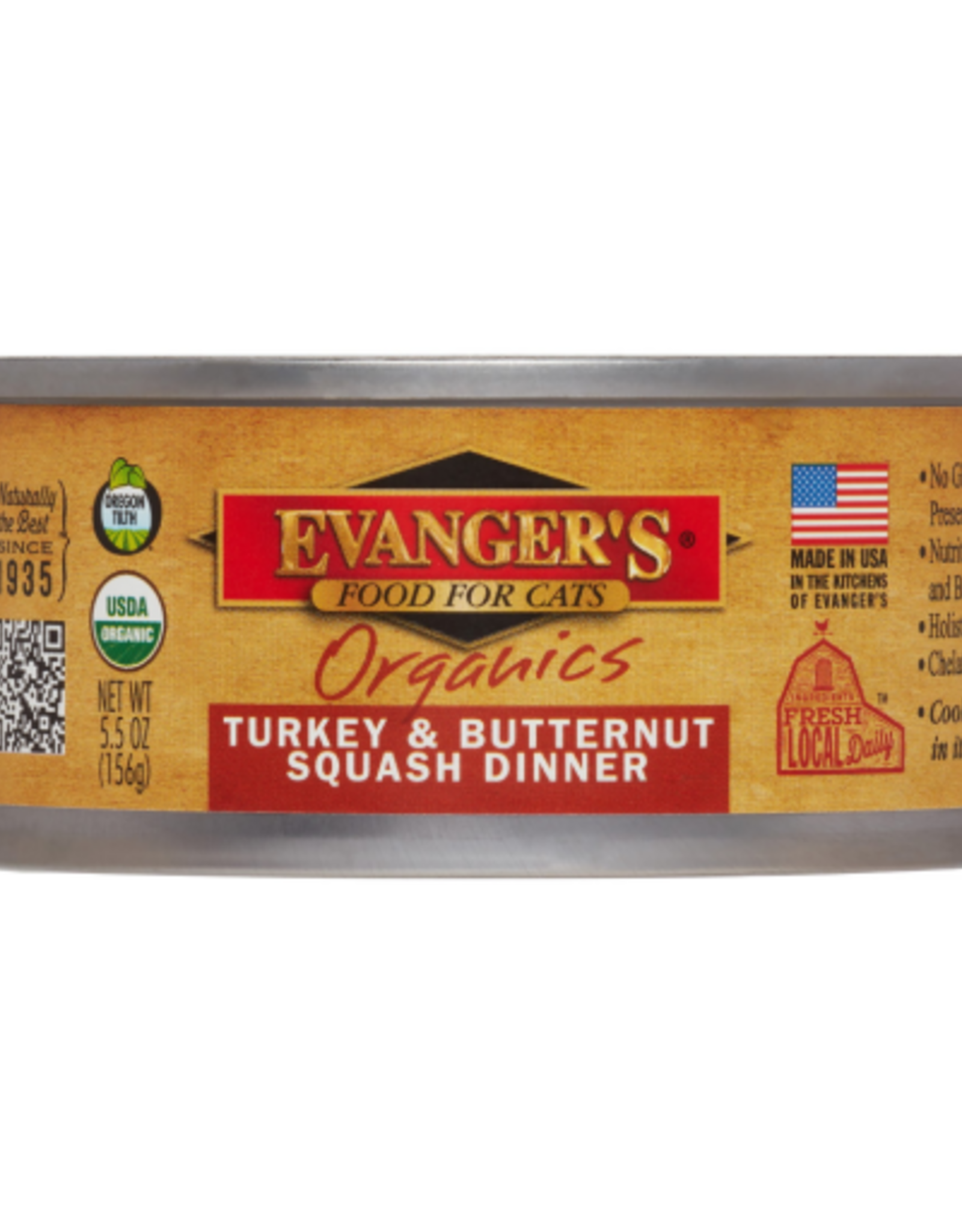 Evanger's Evanger's Organics Turkey & Butternut Squash Wet Cat Food 5.5 ...