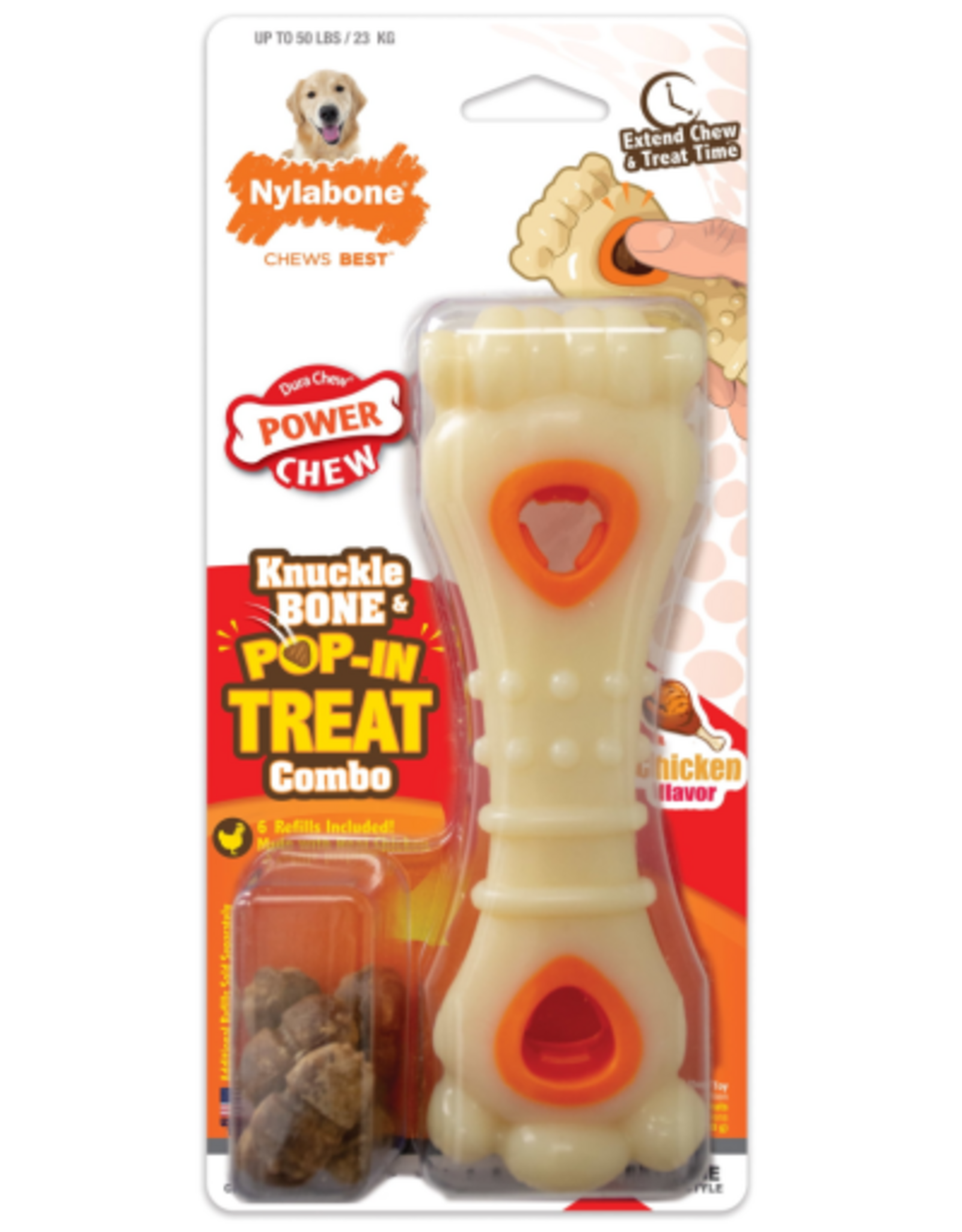 Nylabone Nylabone Power Chew Knuckle Bone & Pop-In Treat Toy Chicken ...