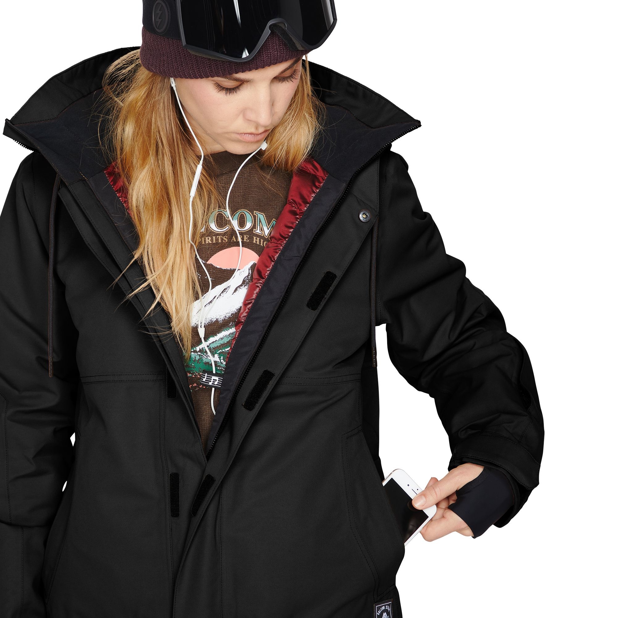 VOLCOM WOMENS PAXSON 2L TDS INF PARKA BLACK 2023 - ONE Boardshop
