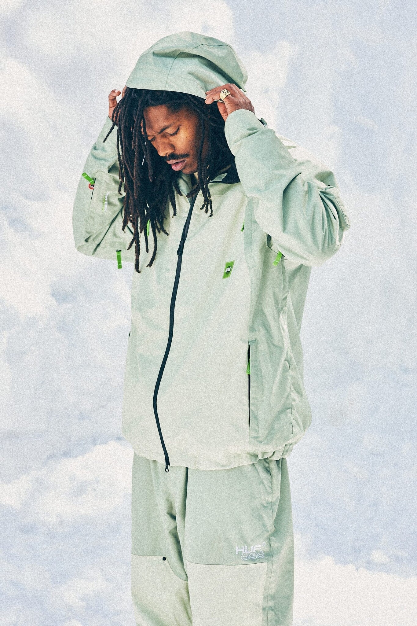 686 x HUF DOUBLE H JACKET GREEN COLORBLOCK 2026 - ONE Boardshop