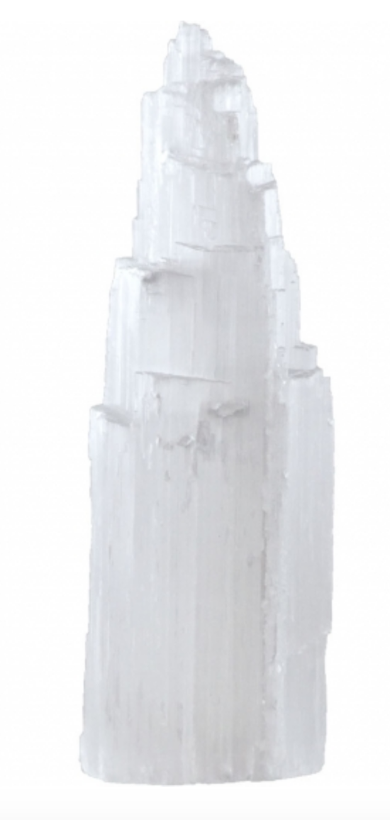 Selenite (Satin Spar Gypsum) Single Iceberg Tower Lamp Light - 6" (Cor ...