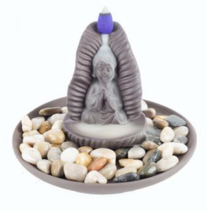 Backflow Reverse Flow Incense Cone Stick Burner - (Buddha Leaf) on Cer ...