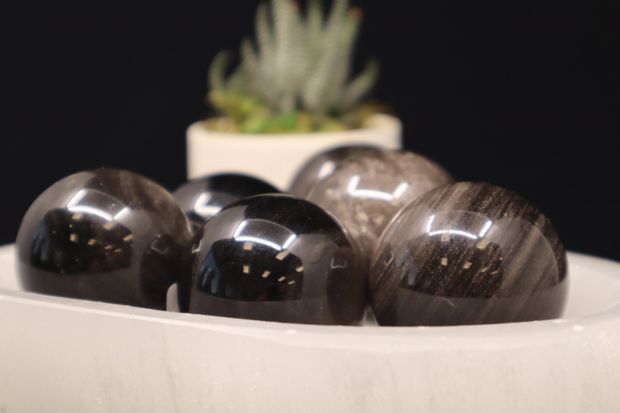 Silversheen (Silver Sheen) Obsidian Sphere Orb - 25mm - Awakenings