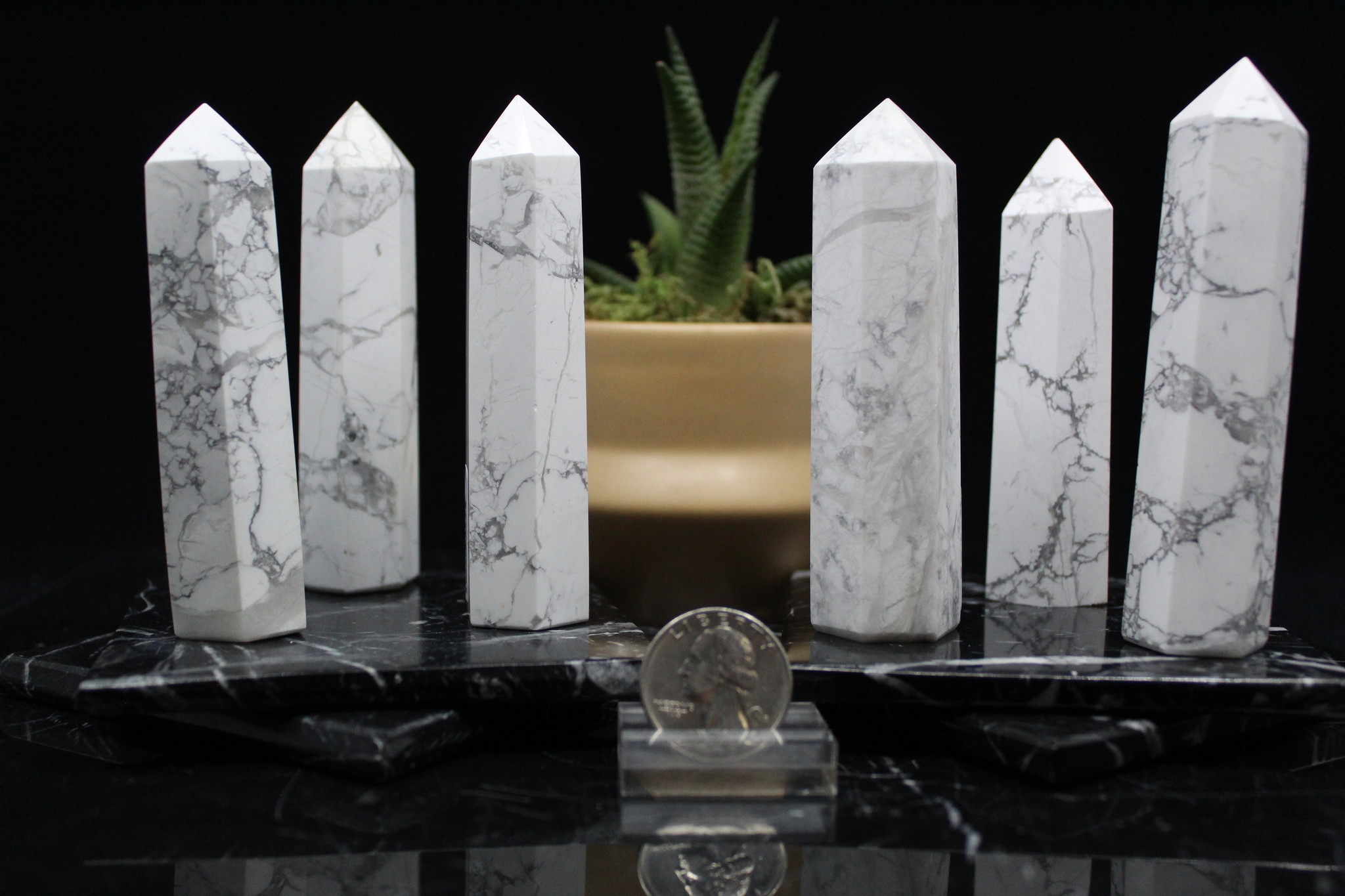 White Howlite (Magnesite) Tower Point Generator - Medium (3-4 ...