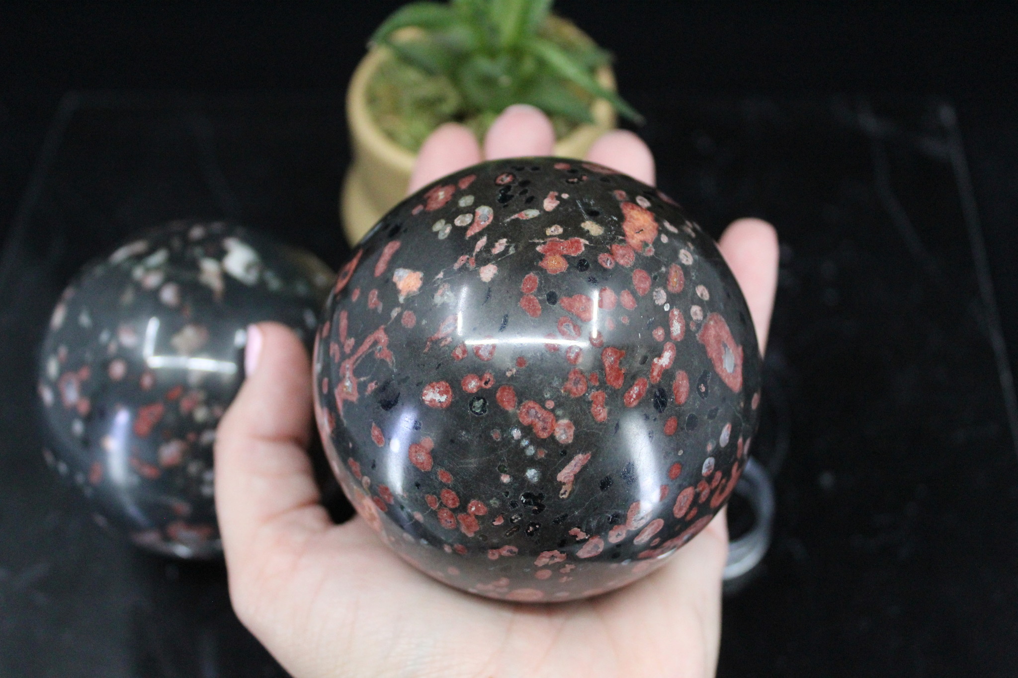 Plum Blossom Jade Sphere Orb-80mm - Awakenings