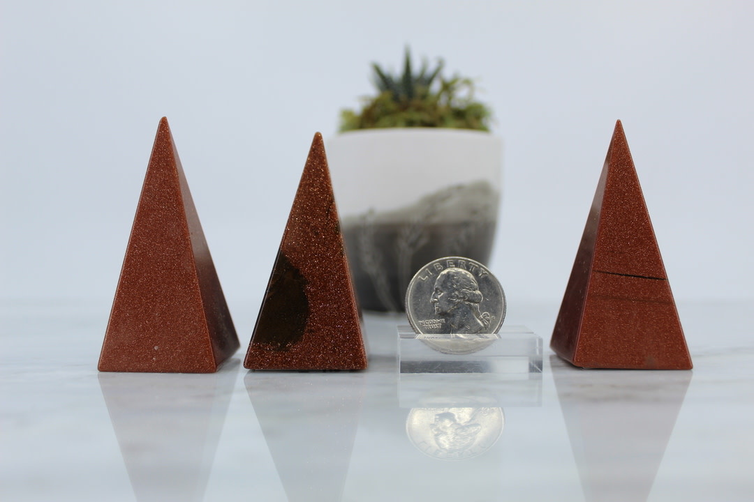 Gold Sandstone/Goldstone Narrow Pyramid- (2" Tall) - Awakenings