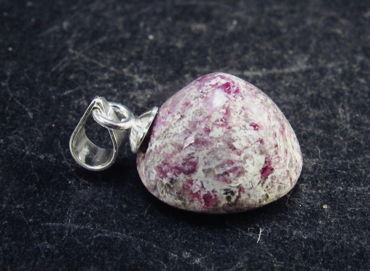 Bixbite (Red Beryl) Pendant #2 - Tumbled - Sterling Silver - Awakenings
